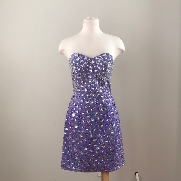 Val Stefani | Dresses | Val Stefani Purple Jewel Strapless Mini Dress ...